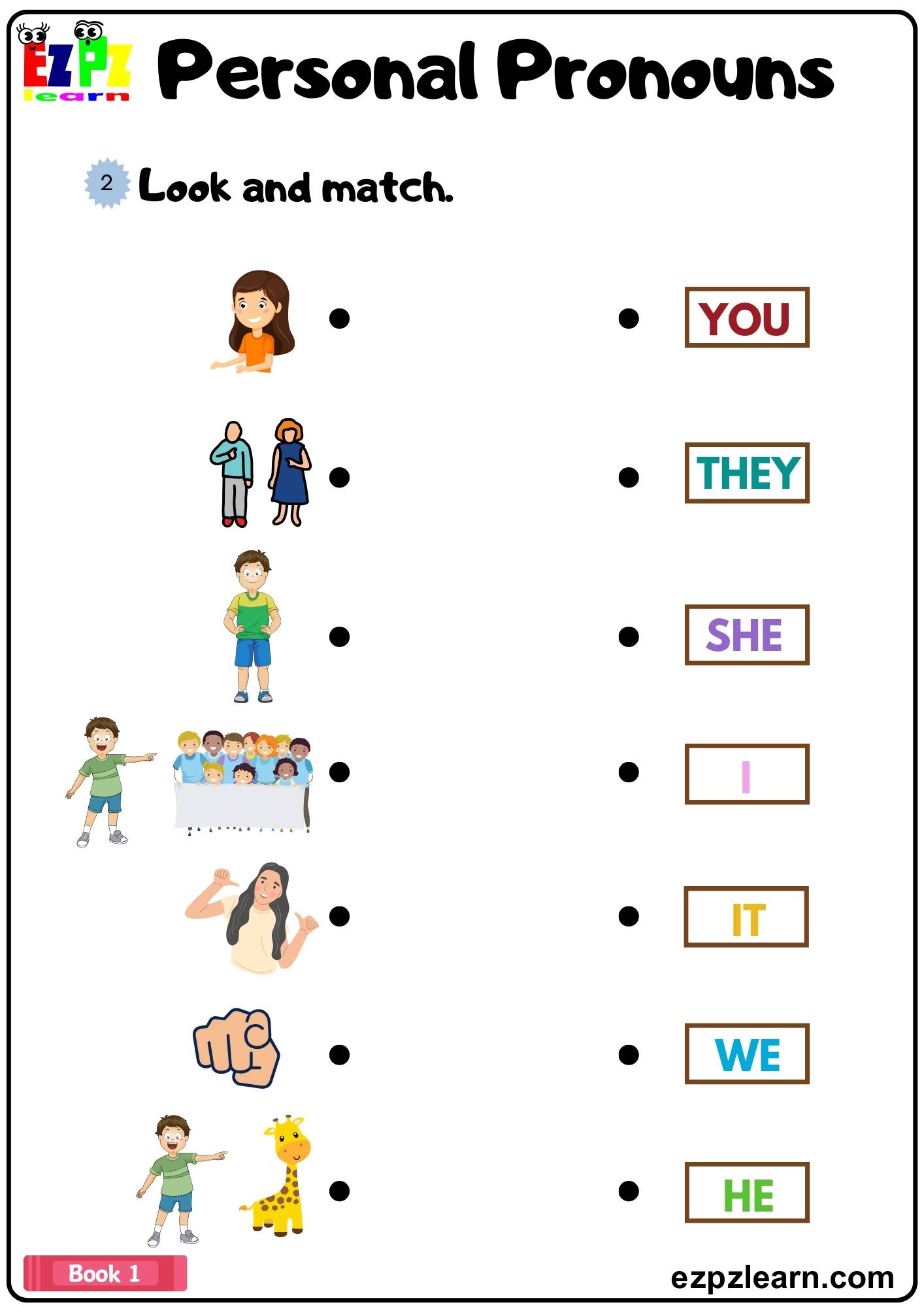Personal Pronouns Look And Match The Images With The Words Grammar